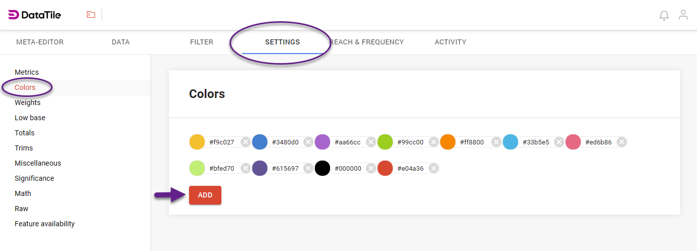Color settings for charts