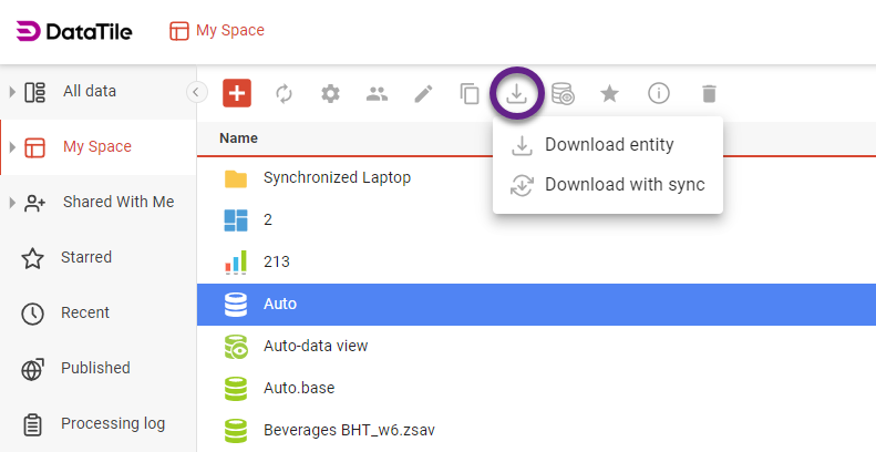 Downloading and transferring databases and dashboards