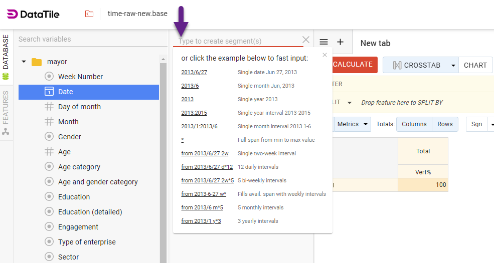 Segmentation of date variables